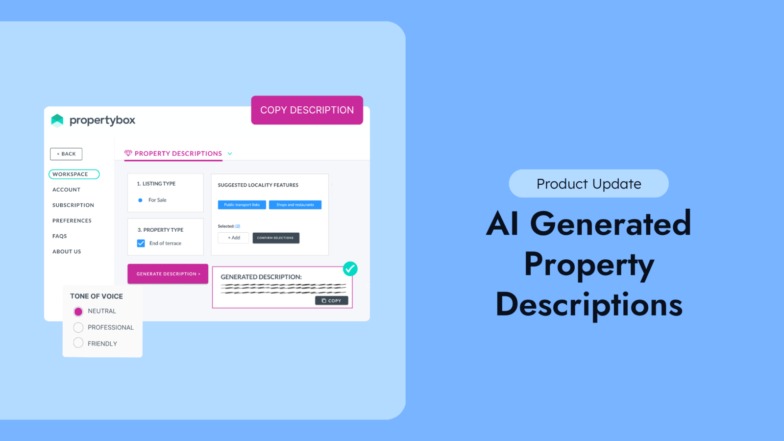 Product Update: AI-Fuelled Property Descriptions - PropertyBox